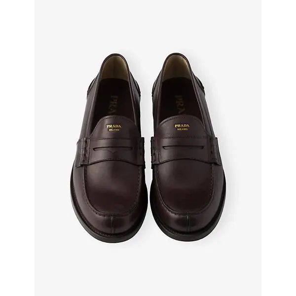 Prada Logo-embossed Leather Loafers - Brown