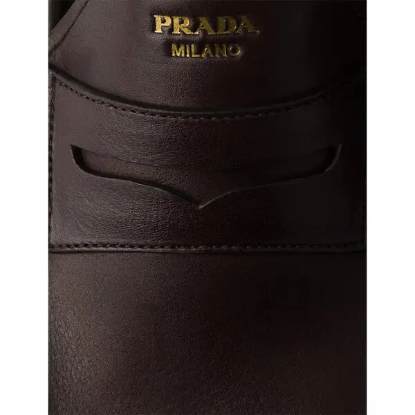 Prada Logo-embossed Leather Loafers - Brown