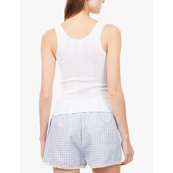 COU COU Scoop-neck Pointelle-knit Cotton Tank Top - White