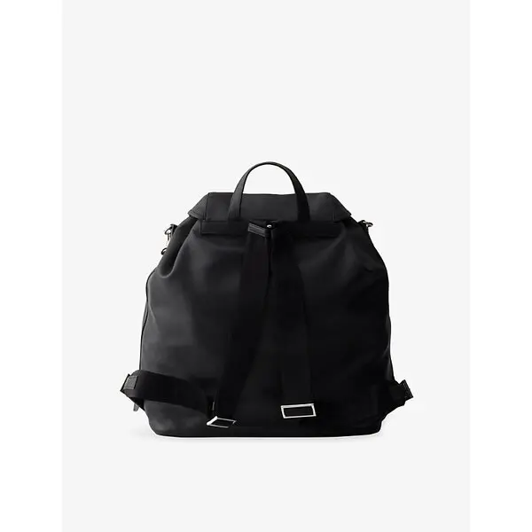 Prada Branded Leather Backpack - Black