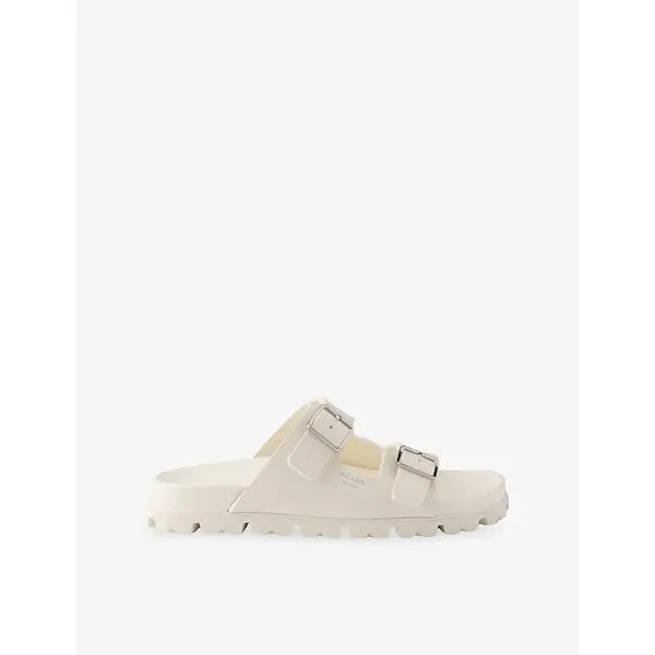 Prada Double-buckle Rubber Slides - Neutral