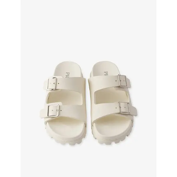 Prada Double-buckle Rubber Slides - Neutral