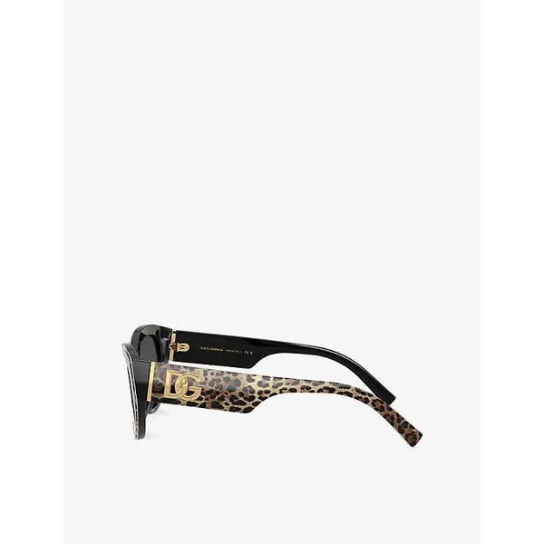 Dolce & Gabbana Dg4514 Cat-eye Leopard-print Sunglasses - Black