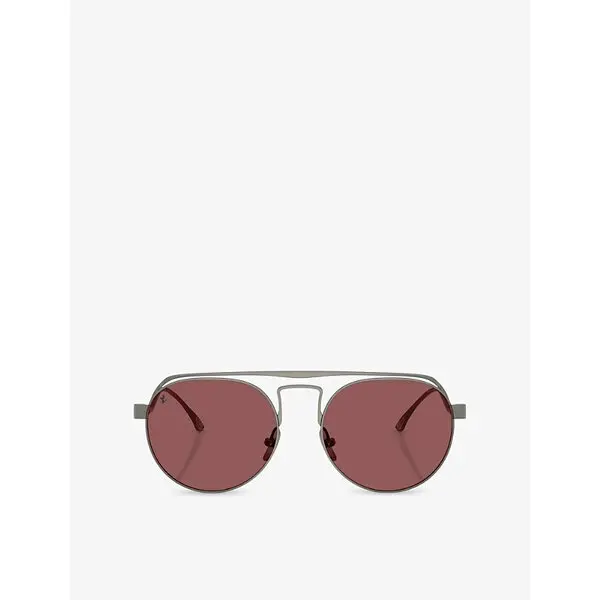 FERRARI Round-frame Metal Sunglasses - Grey