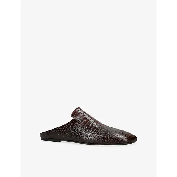 Dries Van Noten Mock-croc Leather Mules - Dark Brown