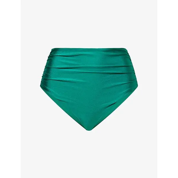 Simkhai Teya High-rise Ruched Bikini Bottom - Kelly Green