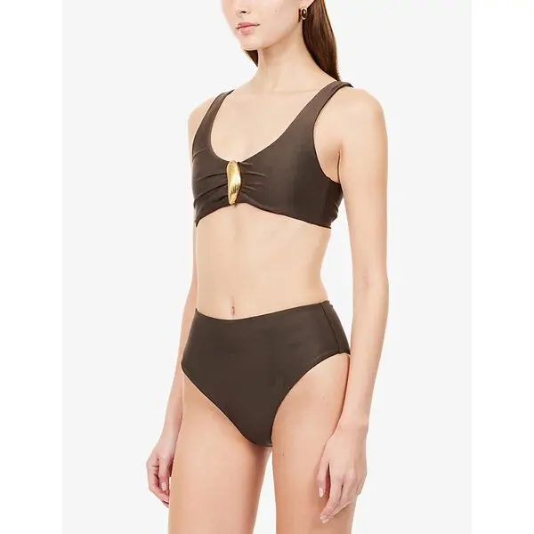 Simkhai Veyra Shell Stretch Bikini Top - Chocolate