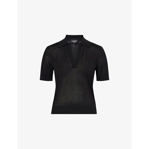 ME+EM Slim-fit Polo-collar Silk-knit Top