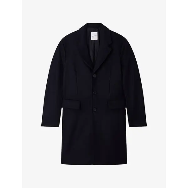 Sandro Single-breasted Notch-lapel Wool-blend Coat - Black