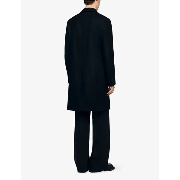 Sandro Single-breasted Notch-lapel Wool-blend Coat - Black