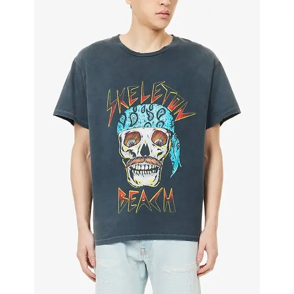 GALLERY DEPT. Skeleton Beach Graphic-print Cotton T-shirt - Black