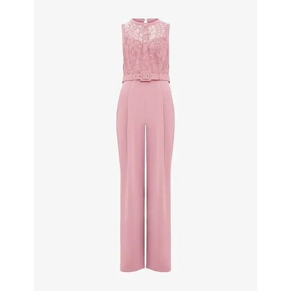 PHASE EIGHT Ivanna Lace-embroidered Jumpsuit - Pale Pink