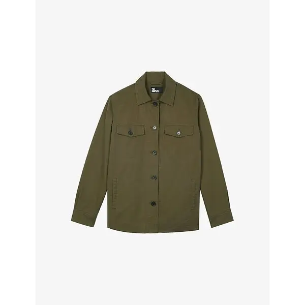 The Kooples Collared Graphic-print Cotton Jacket