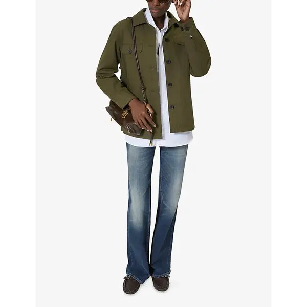 The Kooples Collared Graphic-print Cotton Jacket
