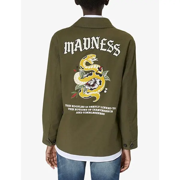 The Kooples Collared Graphic-print Cotton Jacket