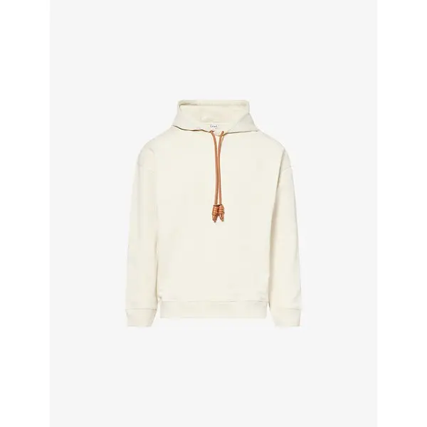Loewe Relaxed-fit Embroidered-logo Cotton Hoodie - Ecru
