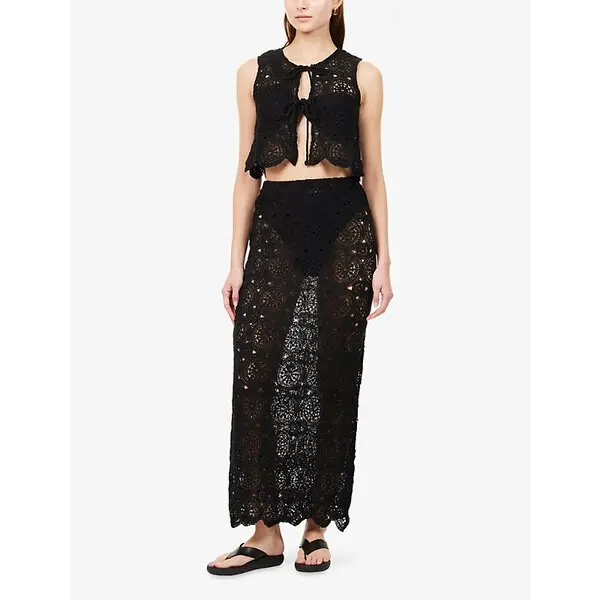 4TH & RECKLESS Cotton-blend Midi Skirt With Scalloped Hem