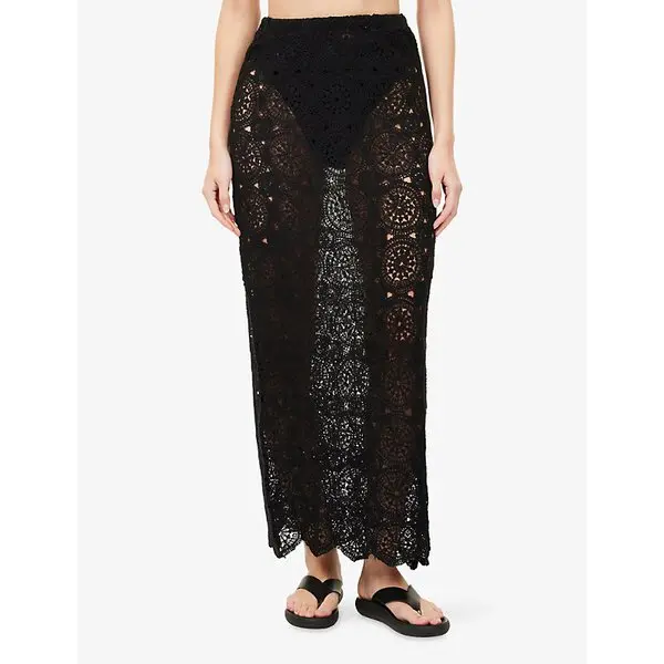 4TH & RECKLESS Cotton-blend Midi Skirt With Scalloped Hem