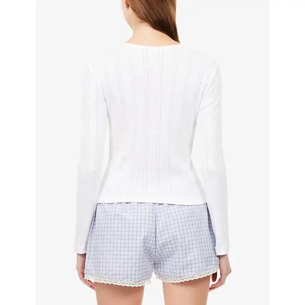 COU COU Pointelle-knit Cotton Cardigan - White