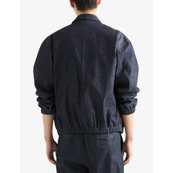 Prada Logo-plaque Blouson Denim Jacket - Blue