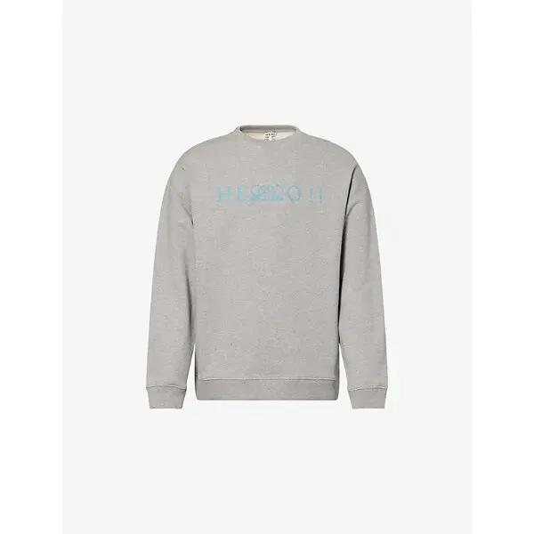 Loewe Regular-fit Logo-print Cotton Sweatshirt - Grey Melange