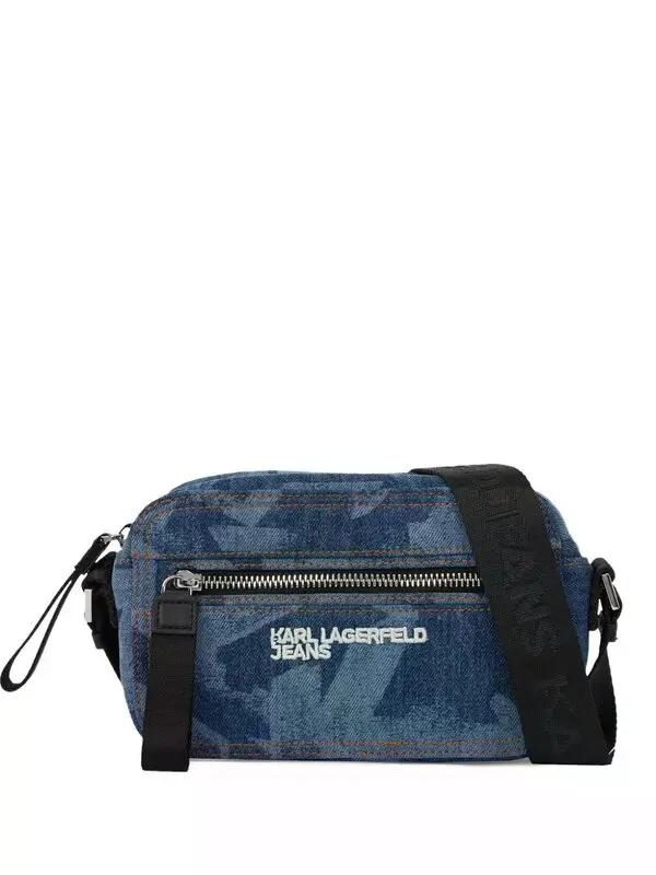 Karl Lagerfeld Monogram Messenger Bag - Blue