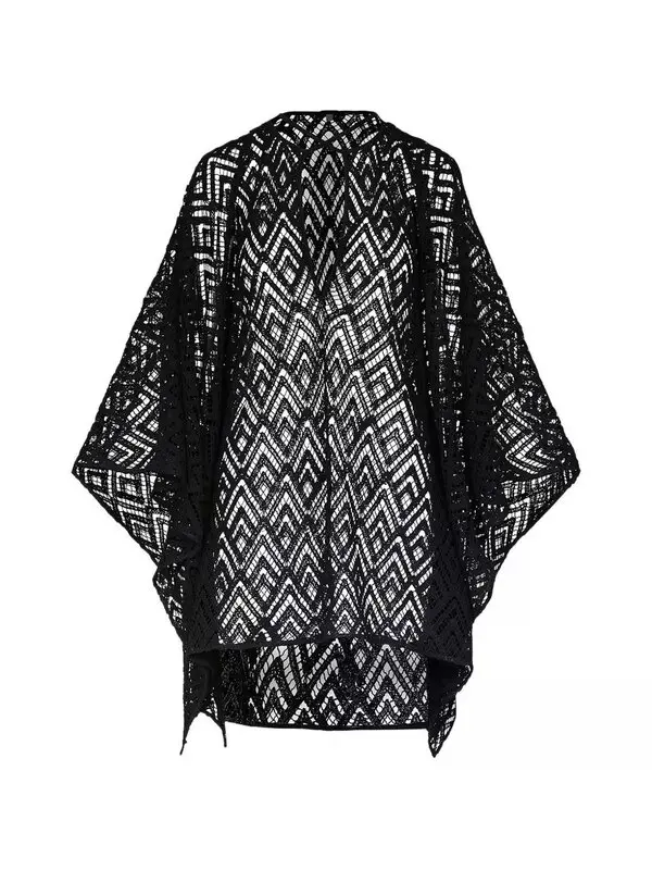 Johanna Ortiz Geometric-pattern V-neck Poncho - Black