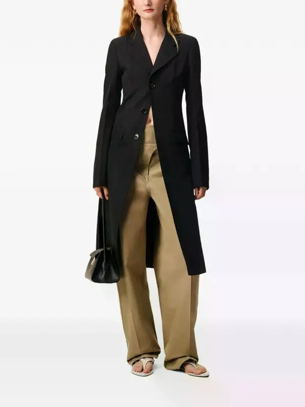 AMI Paris Wool Fitted Single-breasted Coat - Black