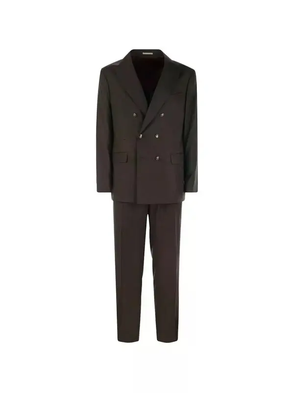 Brunello Cucinelli Double-breasted Virgin Wool Suit - Brown