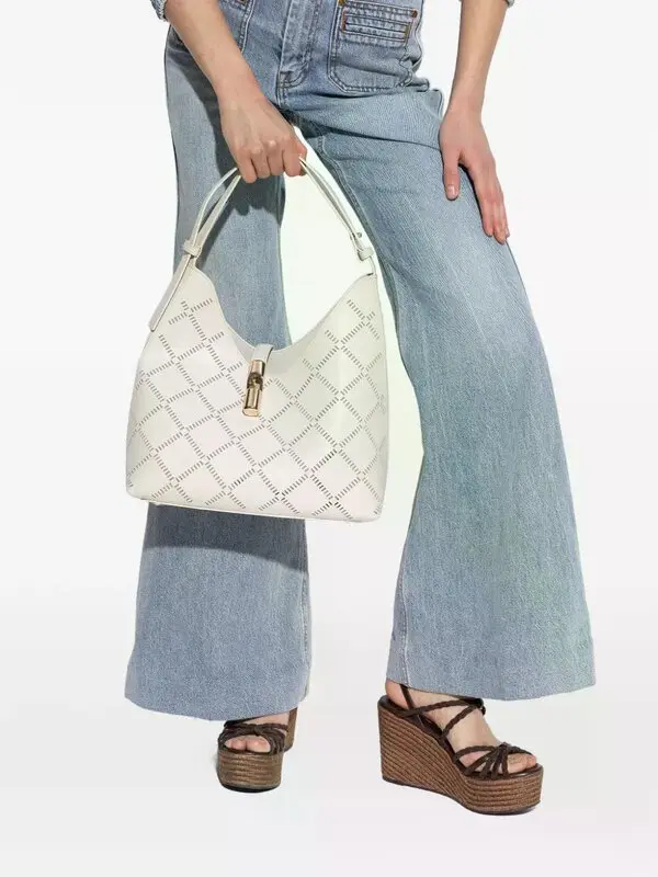 Furla Goccia Perforated Lock Tote - White