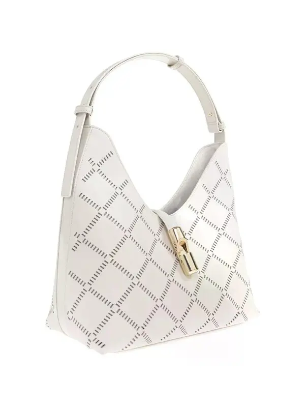Furla Goccia Perforated Lock Tote - White