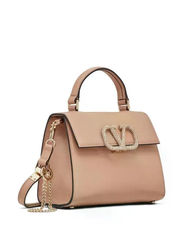 Valentino Garavani Vsling Handbag With Jewel Embroidery - Neutrals