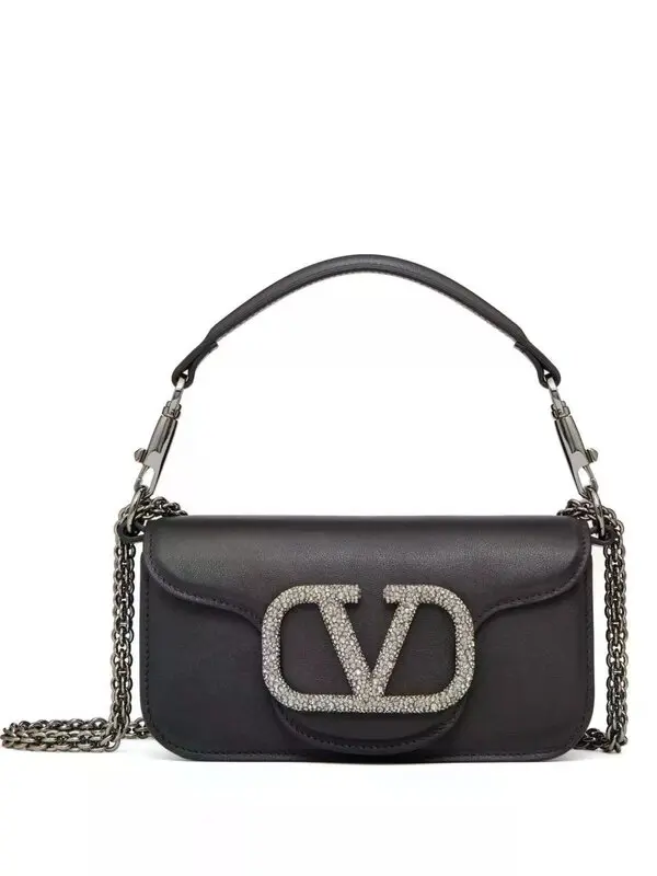 Valentino Garavani Locò Small Shoulder Bag With Jewel Logo - Black