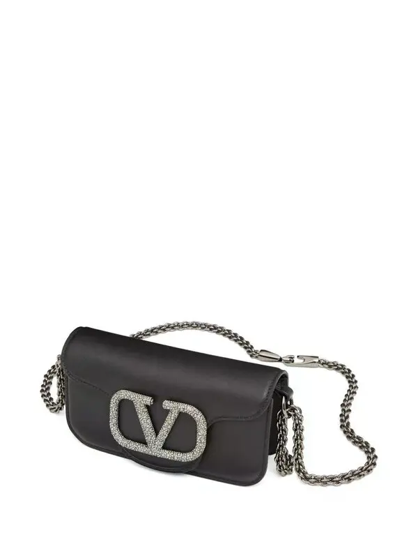 Valentino Garavani Locò Small Shoulder Bag With Jewel Logo - Black