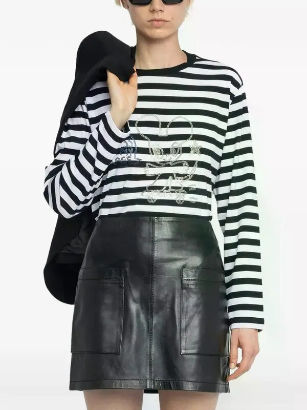 Zadig&Voltaire Striped Embellished Top - Black