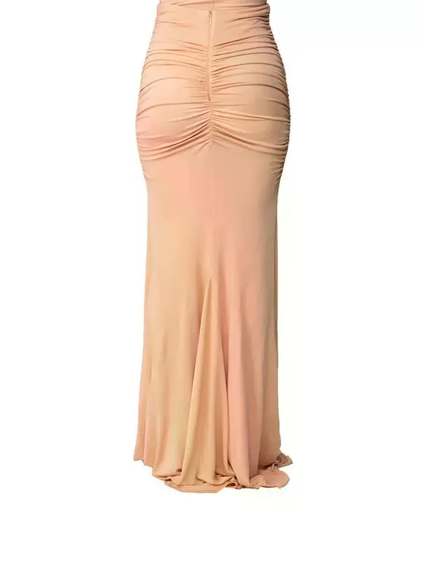 Elisabetta Franchi Ruched Long Skirt - Neutrals