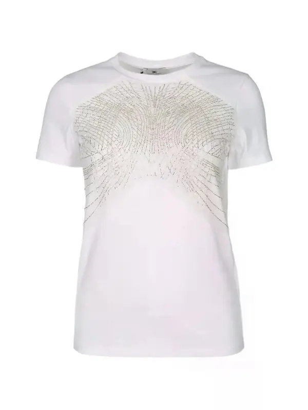 Elisabetta Franchi Jersey T-shirt With Embroidered Crystals