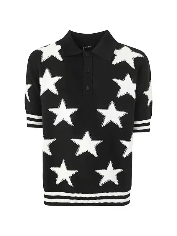 Balmain Star-motif Polo Top - Black