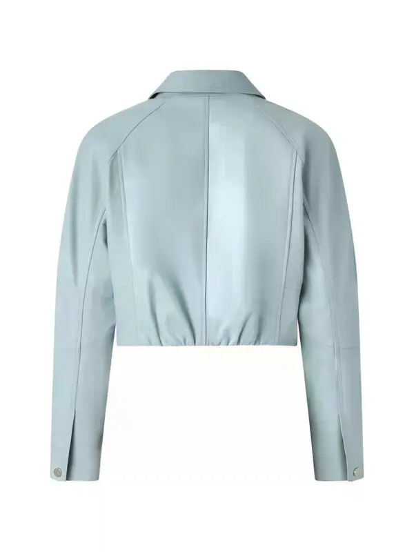 Pinko Leather Zip Jacket - Blue