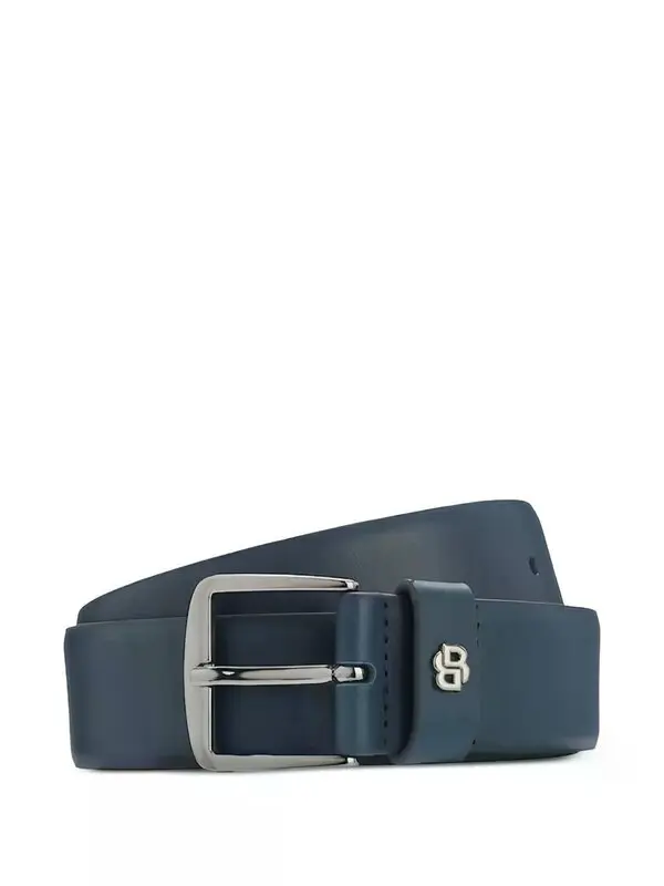 BOSS Logo Leather Belt - Blue