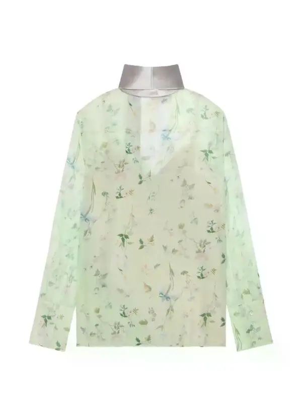 Givenchy Floral Pussy-bow Blouse - Green