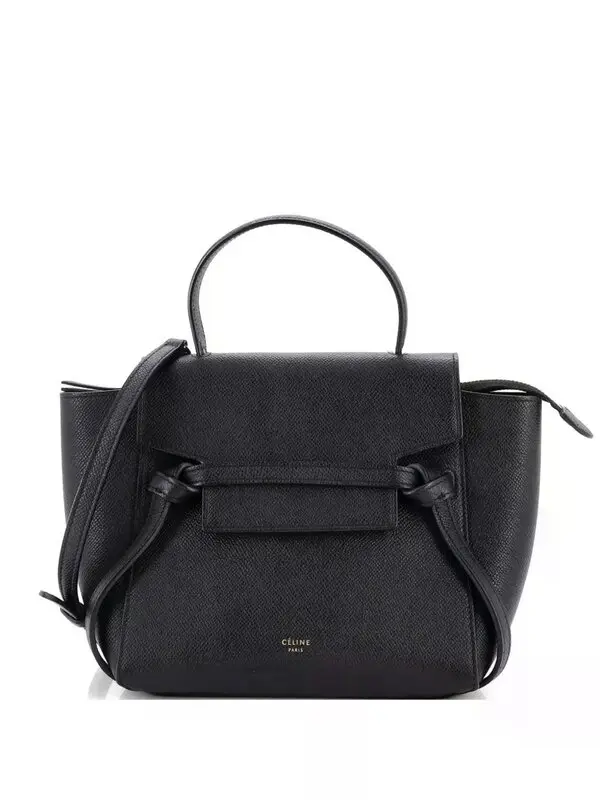 Celine Belt Bag Textured Leather Nano Shoulder Bag - Black