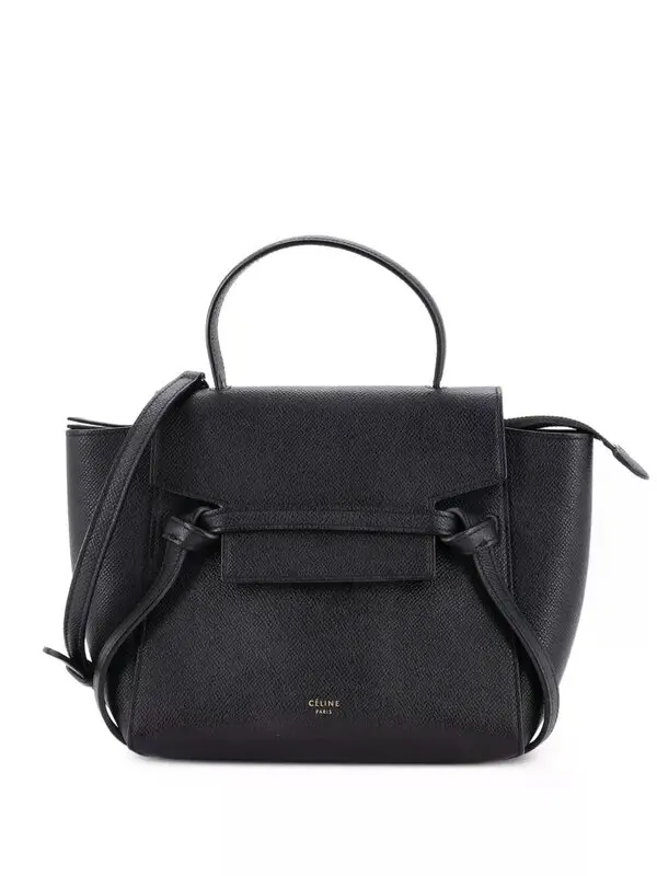 Celine Belt Bag Textured Leather Nano Shoulder Bag - Black