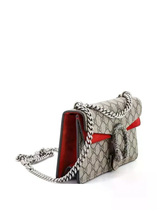 Gucci Dionysus Small Shoulder Bag Gg Coated Canvas With Crystal Embellished Metal - Brown
