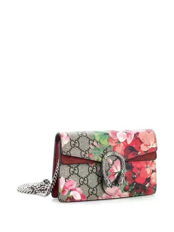 Gucci Dionysus Blooms Print Gg Coated Canvas Super Mini Crossbody Bag - Brown