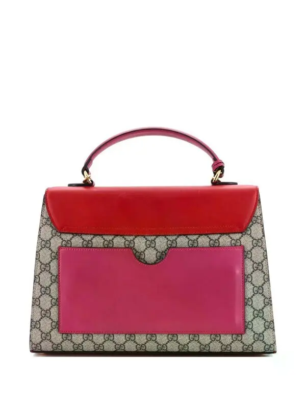 Gucci Padlock Top Handle Gg Coated Canvas And Leather Satchel - Brown