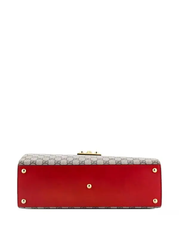 Gucci Padlock Top Handle Gg Coated Canvas And Leather Satchel - Brown