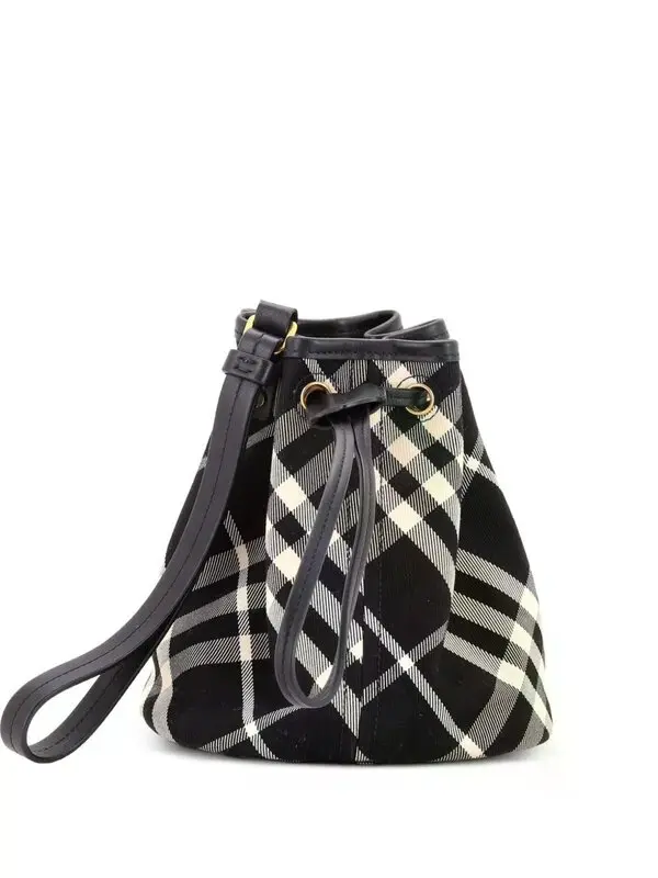 Burberry Wristlet Check Canvas Mini Bucket Bag - Black