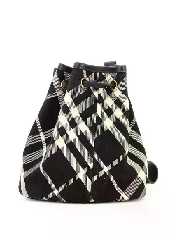 Burberry Wristlet Check Canvas Mini Bucket Bag - Black