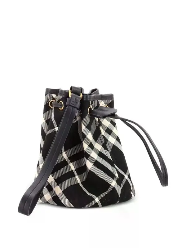 Burberry Wristlet Check Canvas Mini Bucket Bag - Black